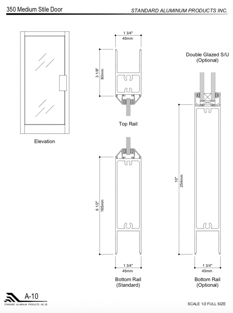 350 Medium Stile Door – Standard Aluminum Products Inc.
